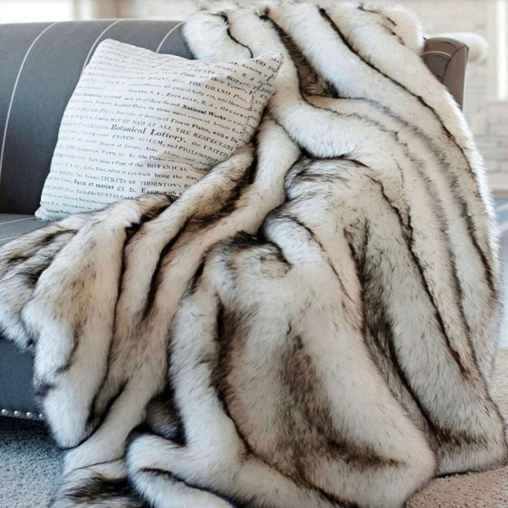 Lilly & Lula | Double Layer Arctic Luxury Faux Fox Fur Throw - Silver ...