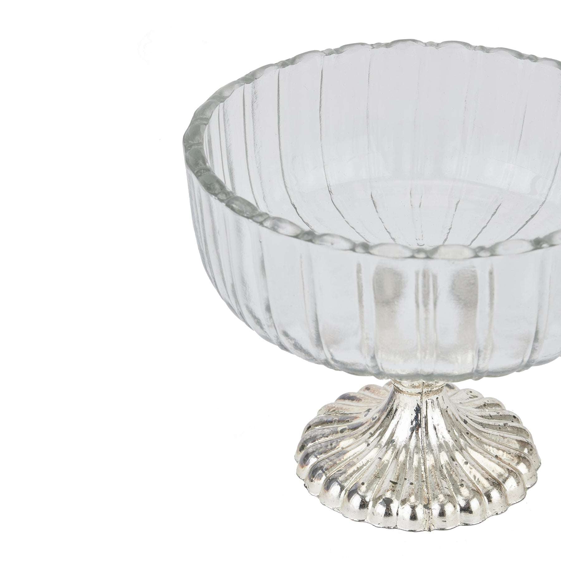 Lilly & Lula | Handcrafted Silver Fluted Glass Display Bowl - 3 Sizes
