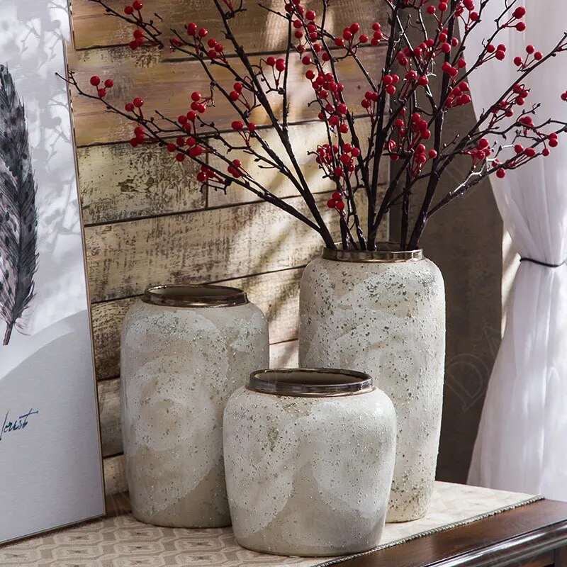 Lilly & Lula | Modern Natural Stone Vase with Gold Rim - 3 Sizes