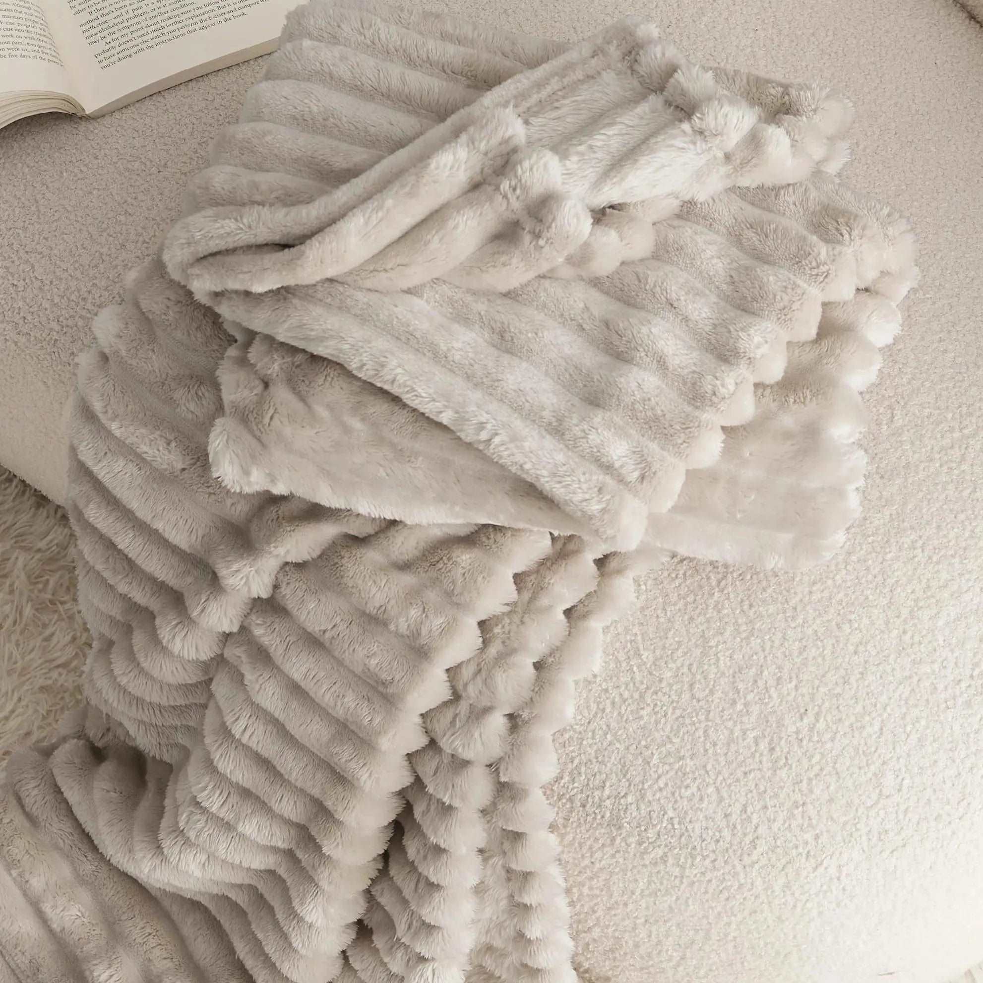 Lilly & Lula | Super Soft Fluffy Faux Rabbit Throw - Off White, Beige ...