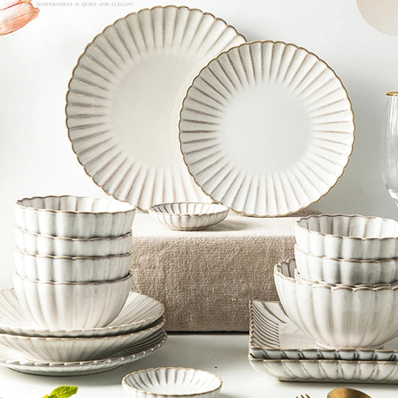 Lilly & Lula | White Scalloped Ceramic Tableware Plates & Bowls - 6 Sizes